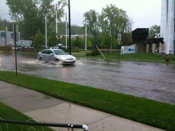 Flood watch remains in effect as downpour swamps some Ann Arbor streets