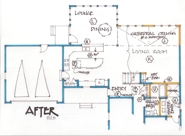 Bowling alley spaces in Pinckney home open to better proportioned rooms