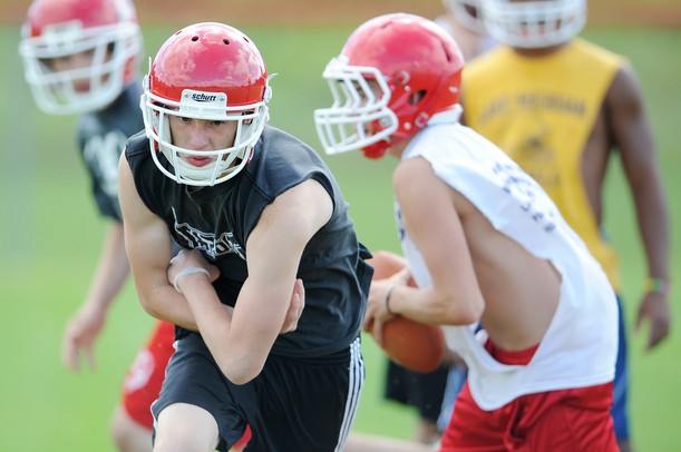 Images from the second day of football practice at Whitmore Lake