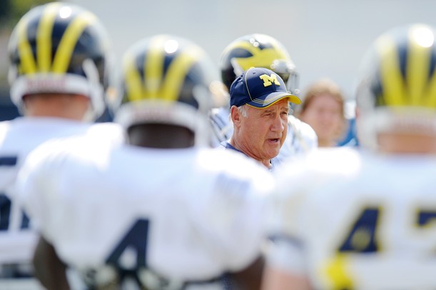 Images from Michigan football fall camp practice at Al Glick Field House