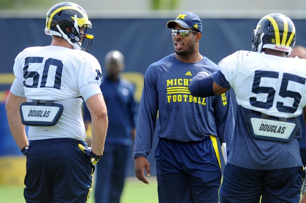 Images from Michigan football fall camp practice at Al Glick Field House
