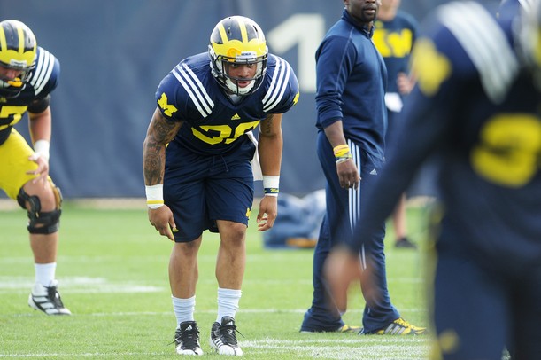 Images from Michigan football fall camp practice at Al Glick Field House