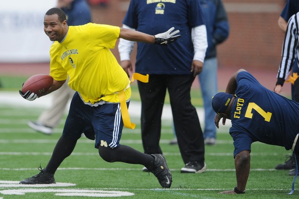 Images from the Michigan football alumni flag football game